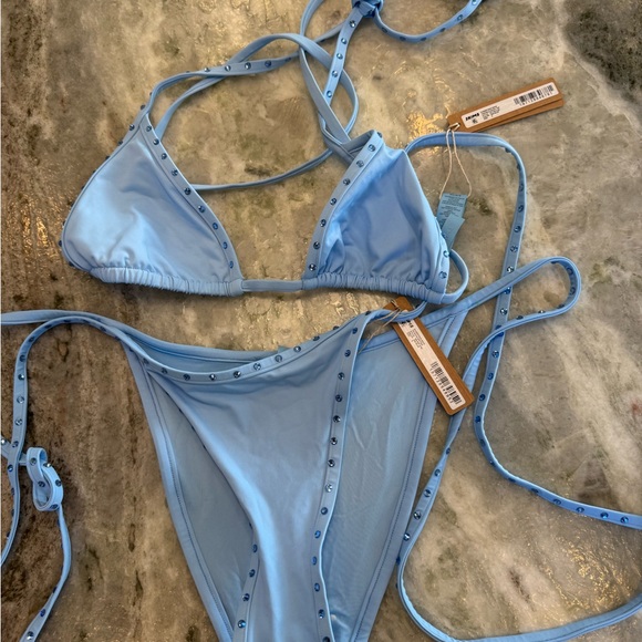 SKIMS | Swim | Skims Light Blue Bikini With Rhinestones | Poshmark